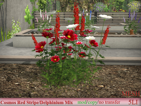 Second Life Marketplace - Cosmos Red Stripe/Delphinium Mix